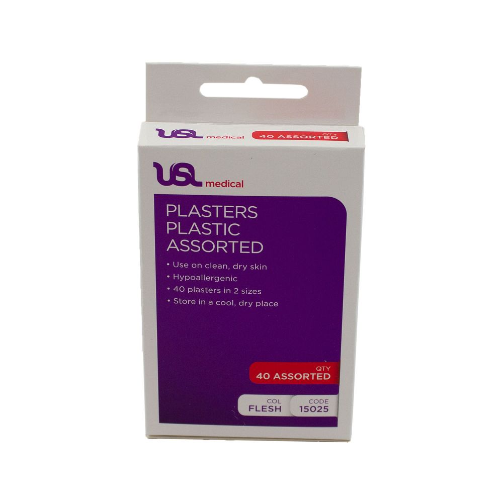 USL Plasters Plastic Assorted 40/pkt - USL Sport